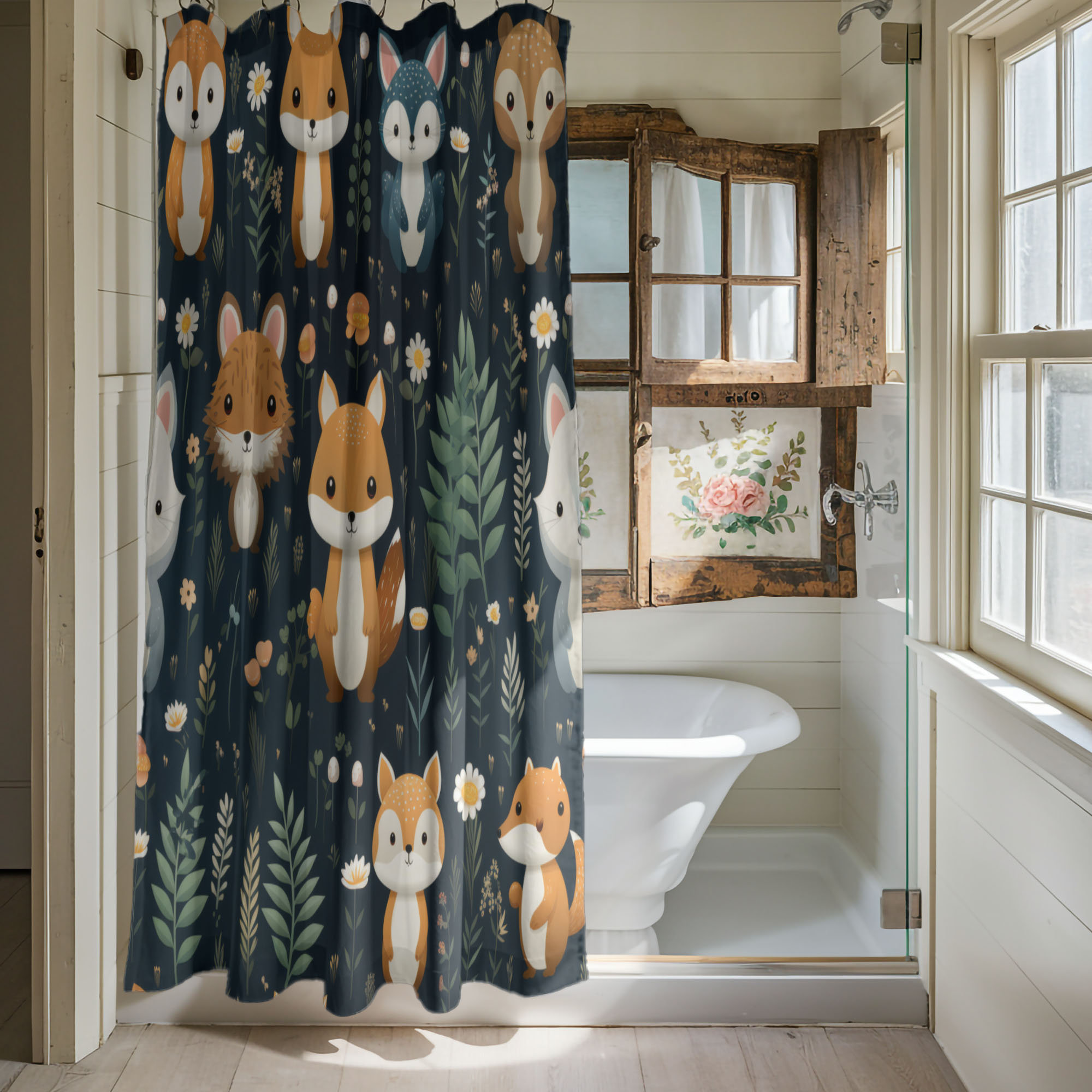 East Urban Home Furry Pals - Premium Shower Curtain | Wayfair