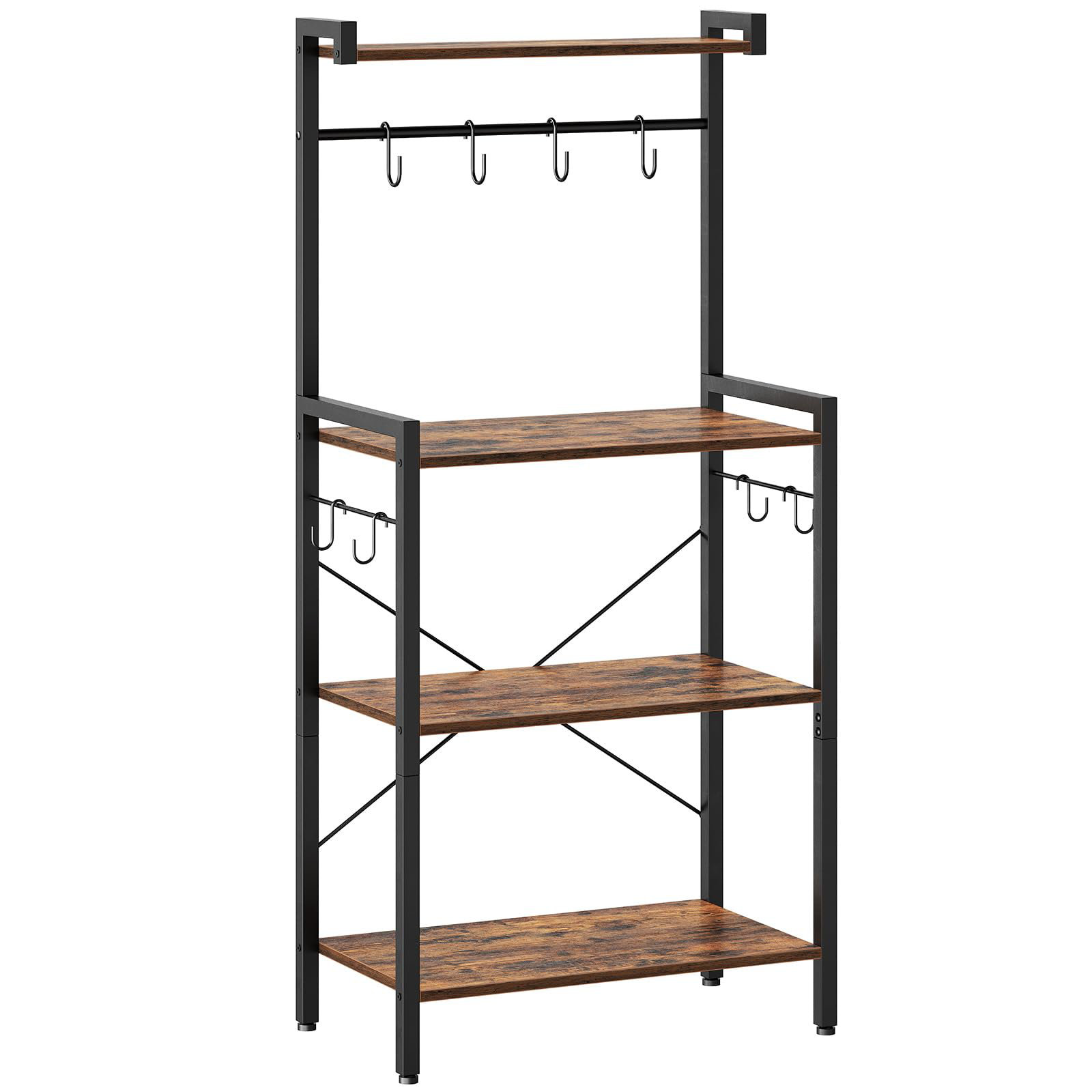 17 Stories Rustic Brown And Black Four-Tier Kitchen Baking Rack With 8 ...