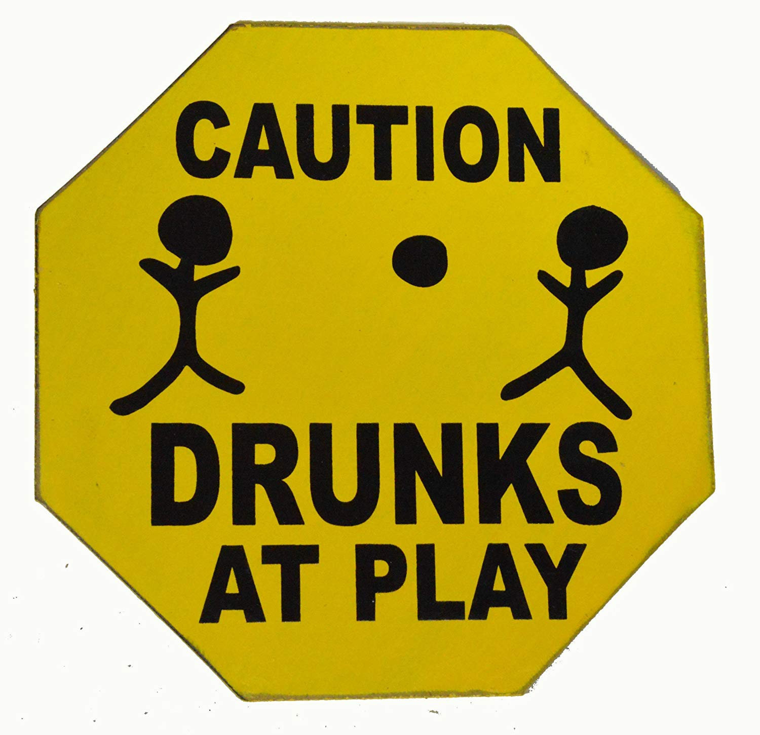 World Bazzar Hand Carved Wooden Caution Drunks at Play Road Warning ...