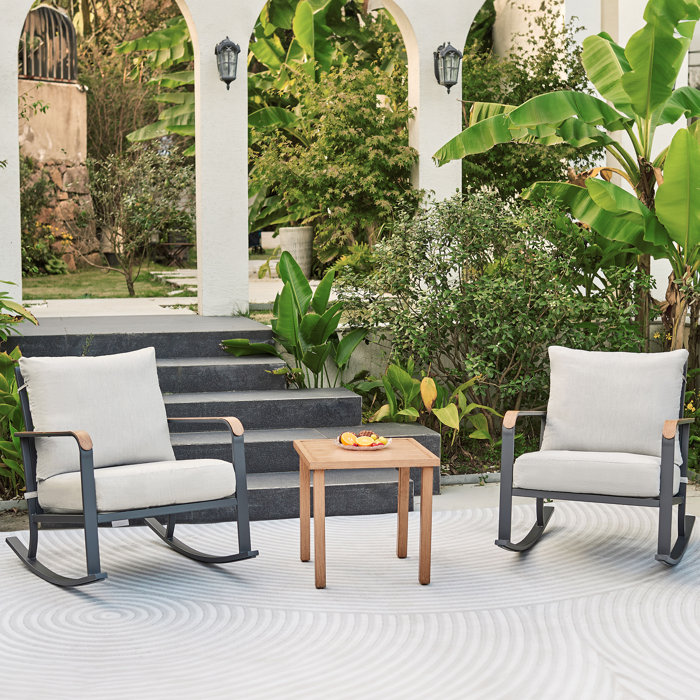 Ebern Designs 3 Pieces Outdoor Patio Furniture Conversation Set with 2 ...