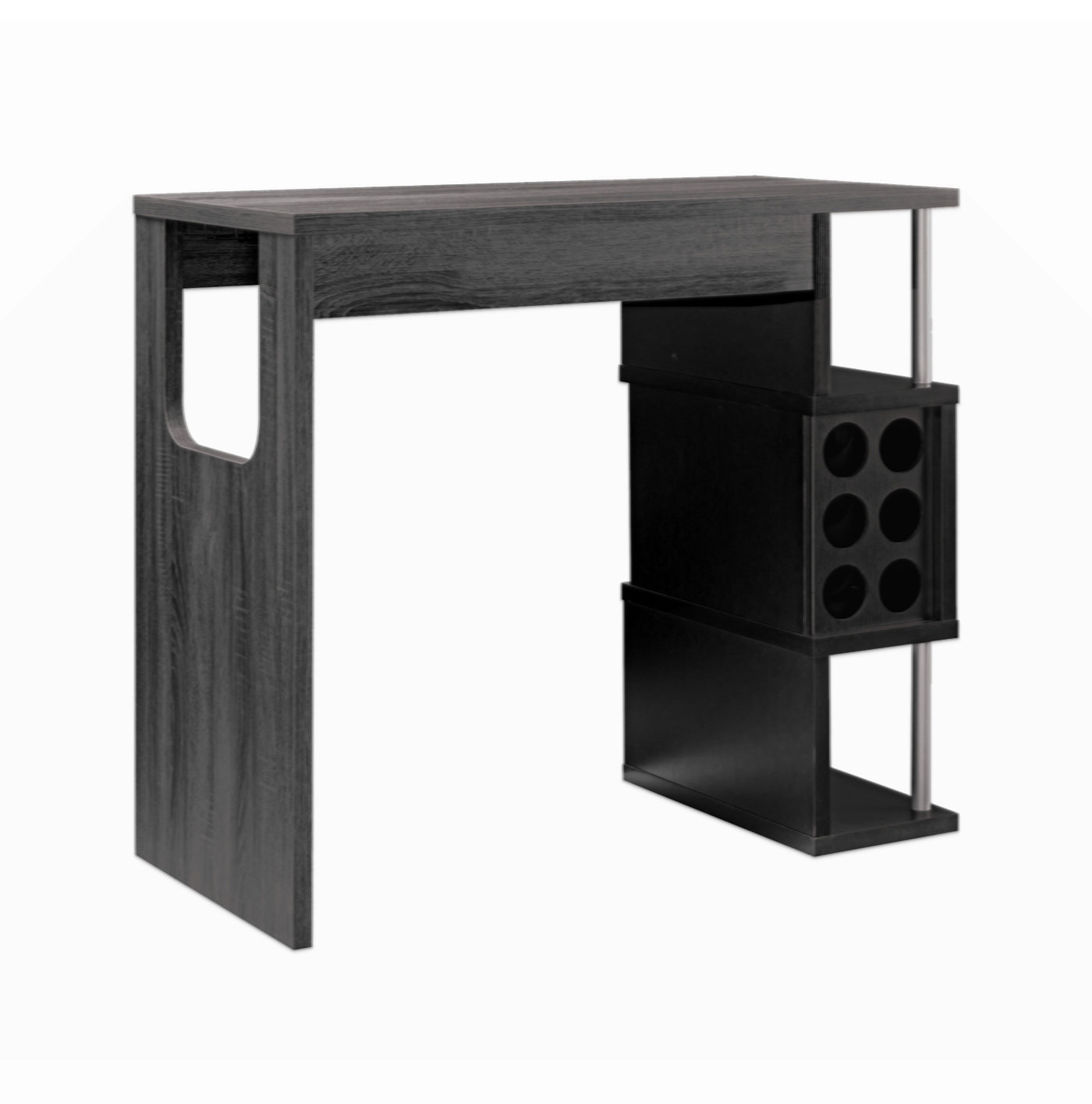 Latitude Run® Home Bar Table with Wine Glass Compartment Three Shelves ...
