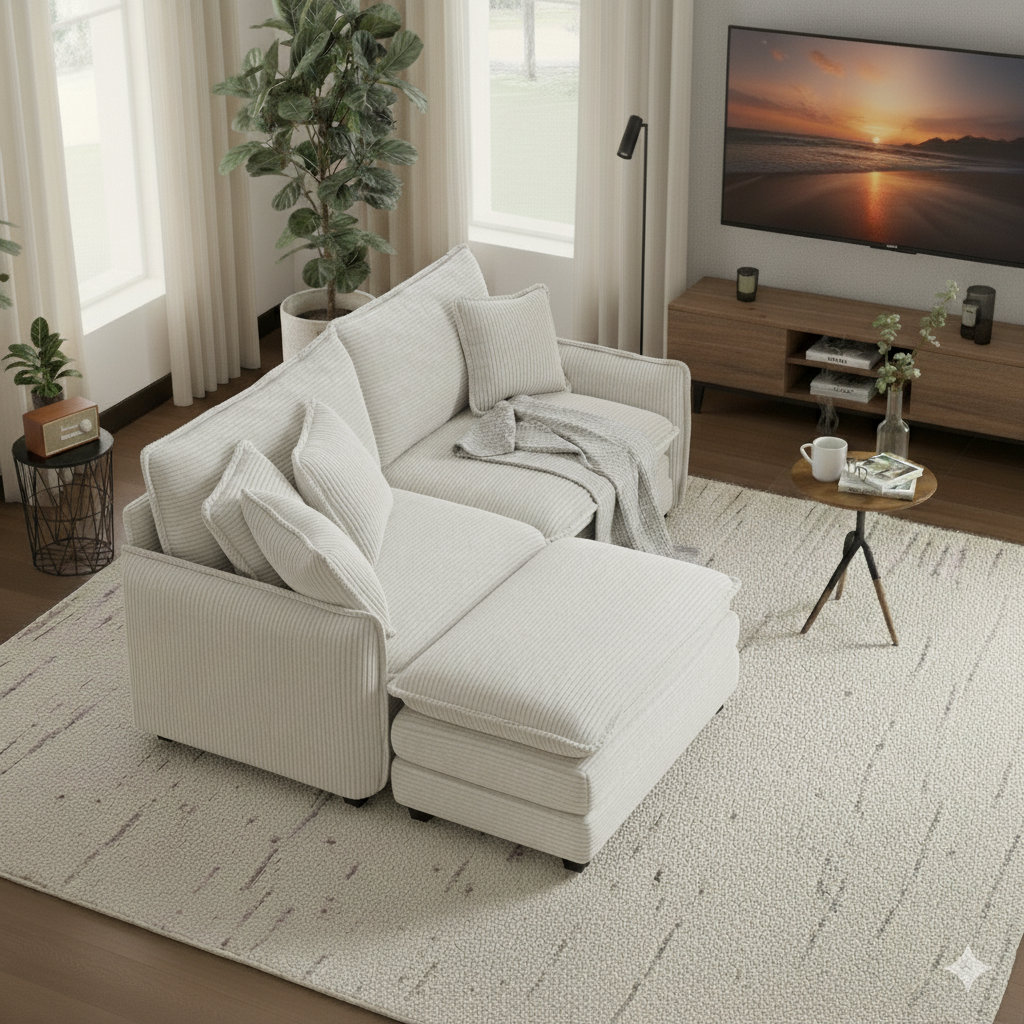 Mercer41 Cozy Modern Corduroy Sectional Sofa | Wayfair