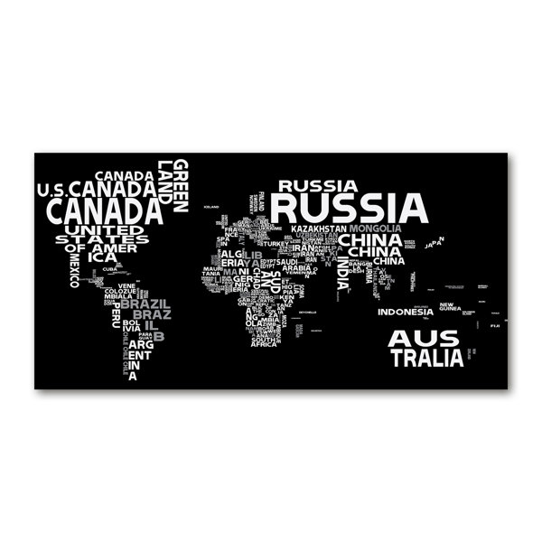 Happy Larry World Map with Subtitles - Wrapped Canvas Art Prints ...