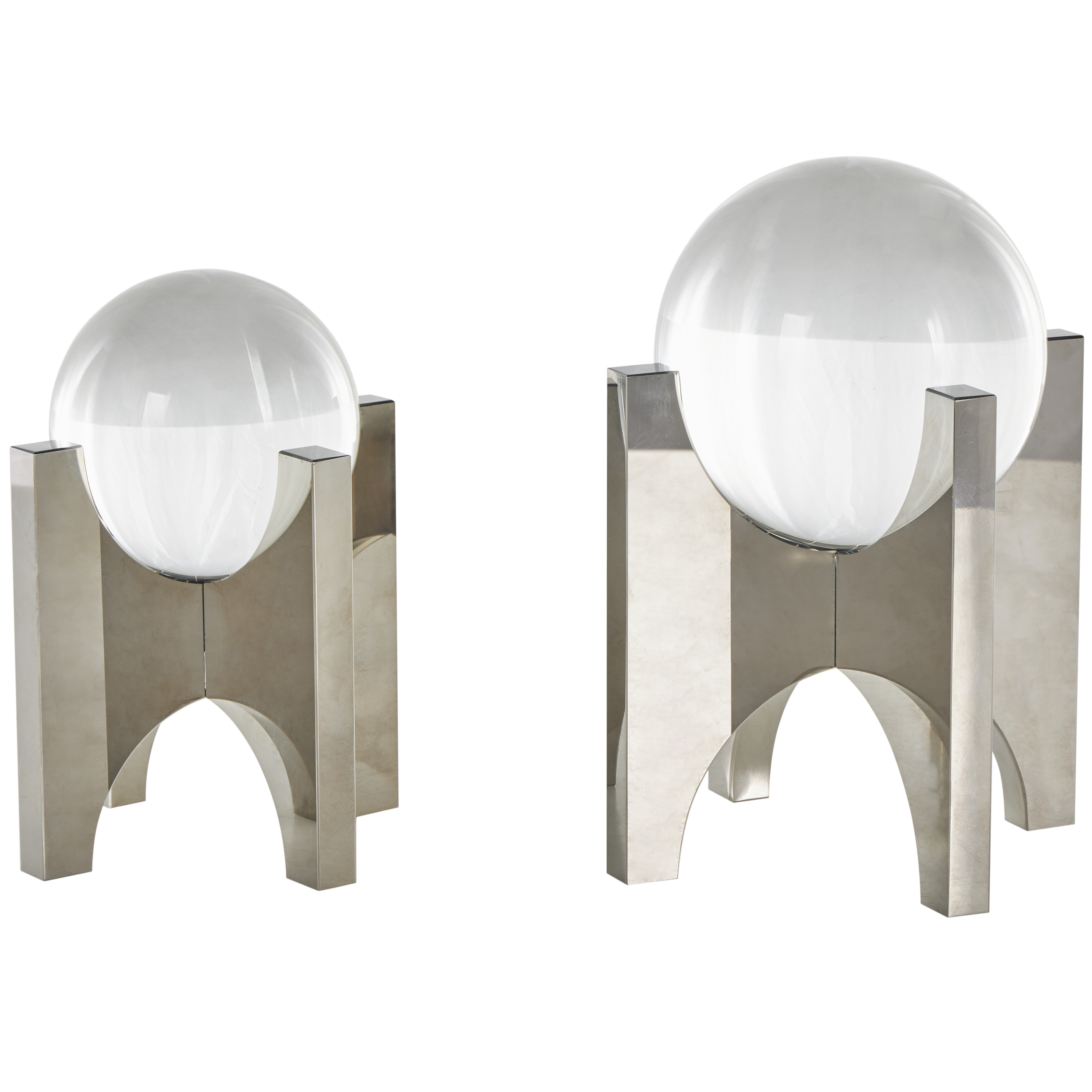 Brayden Studio® Bretten Glass Orb Geometric Decorative Silver Sculpture ...