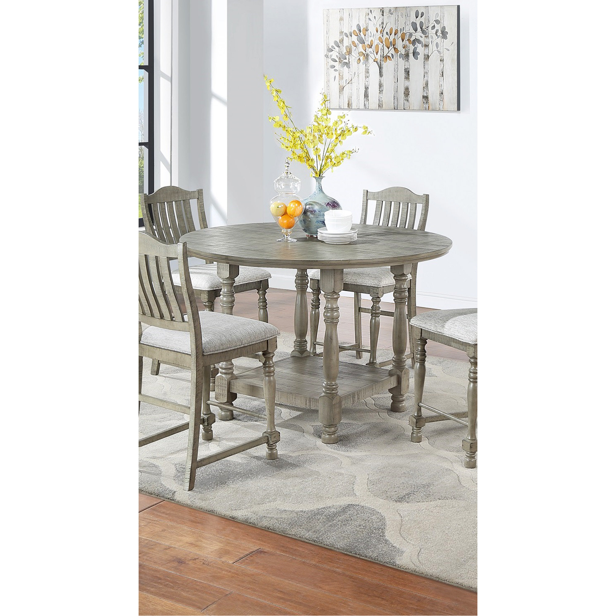 Latitude Run® Light Grey Dining Table Round Dining Table 1Pc Table Only ...