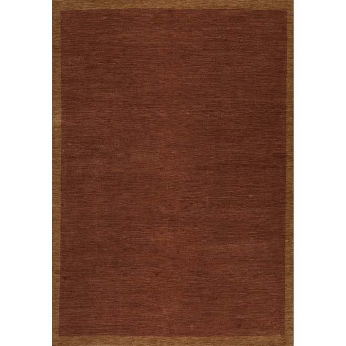 Samad Rugs Textures Herringbone Hand Knotted Wool Red Area Rug | Wayfair