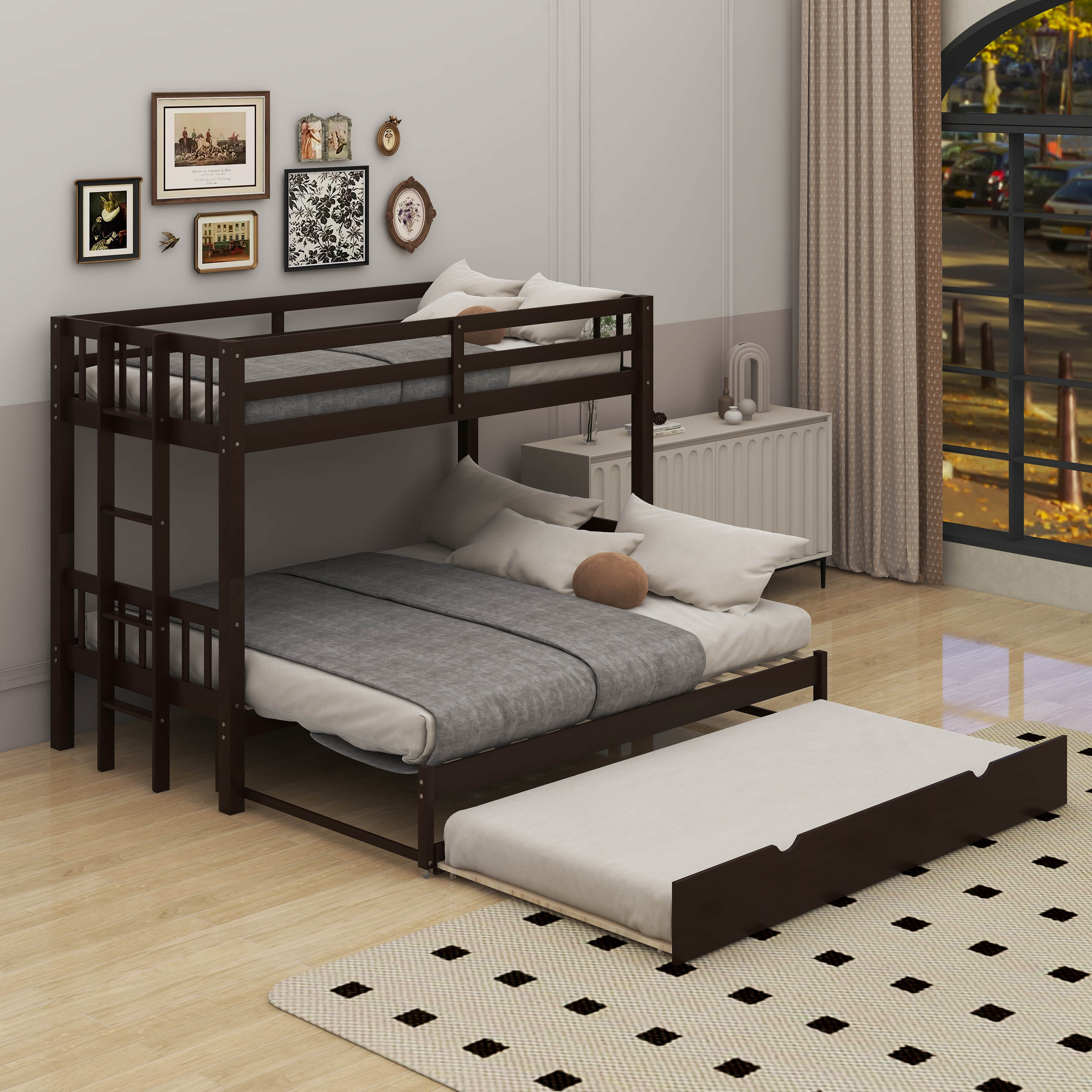 Harriet Bee Twin Over Pull-Out Bunk Bed With Trundle | Wayfair