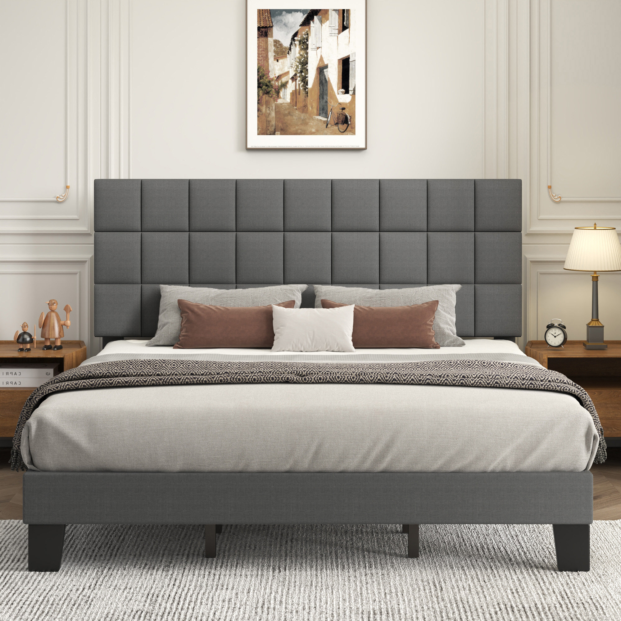 Ebern Designs Samule Upholstered Platform Bed Frame with Headboard ...