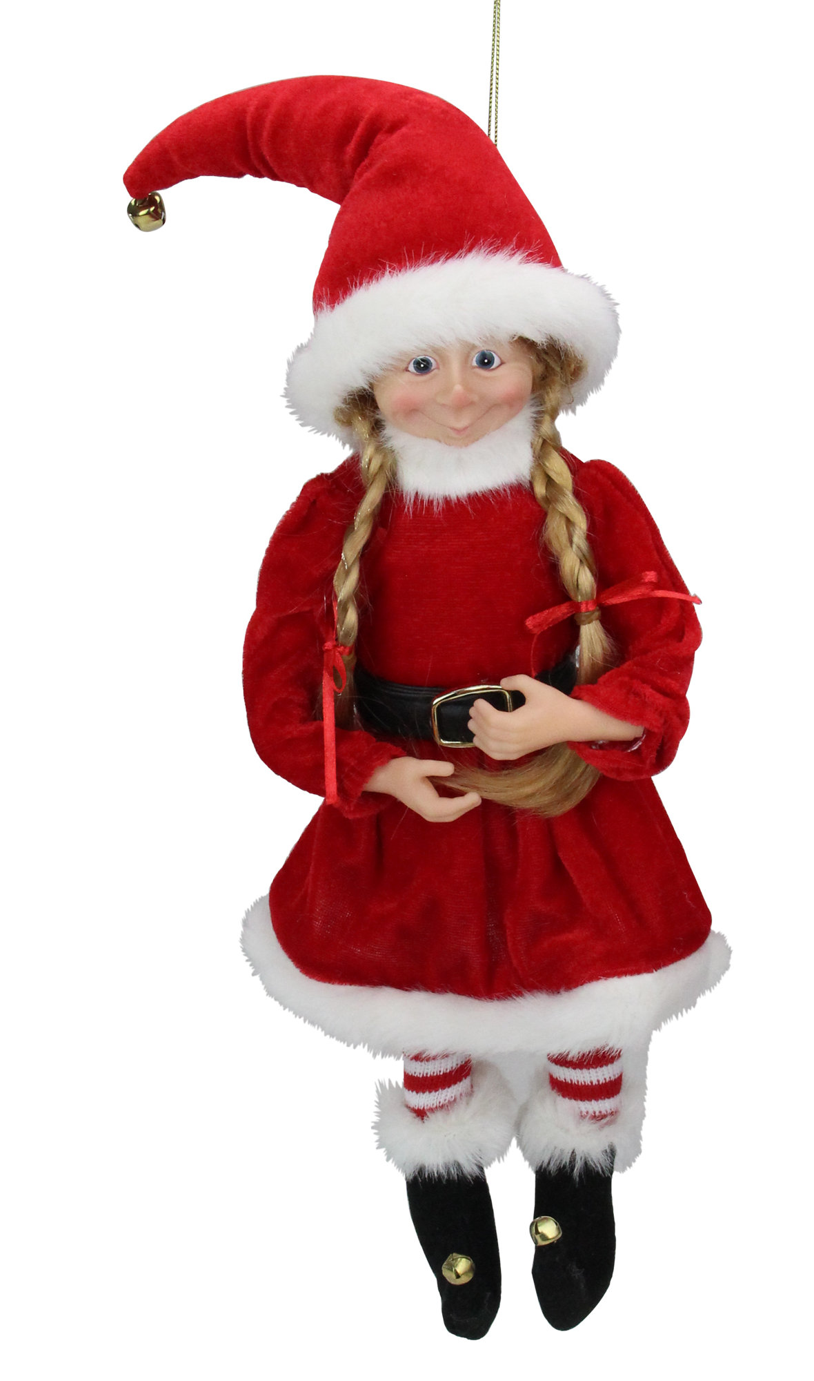 Northlight Seasonal 14" Bendable Red and White Girl with Long Blonde ...