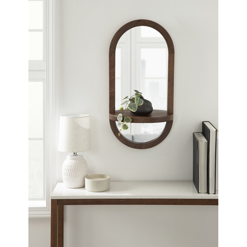 Birch Lane™ Meliora Wood Framed Capsule Mirror with Shelf & Reviews ...