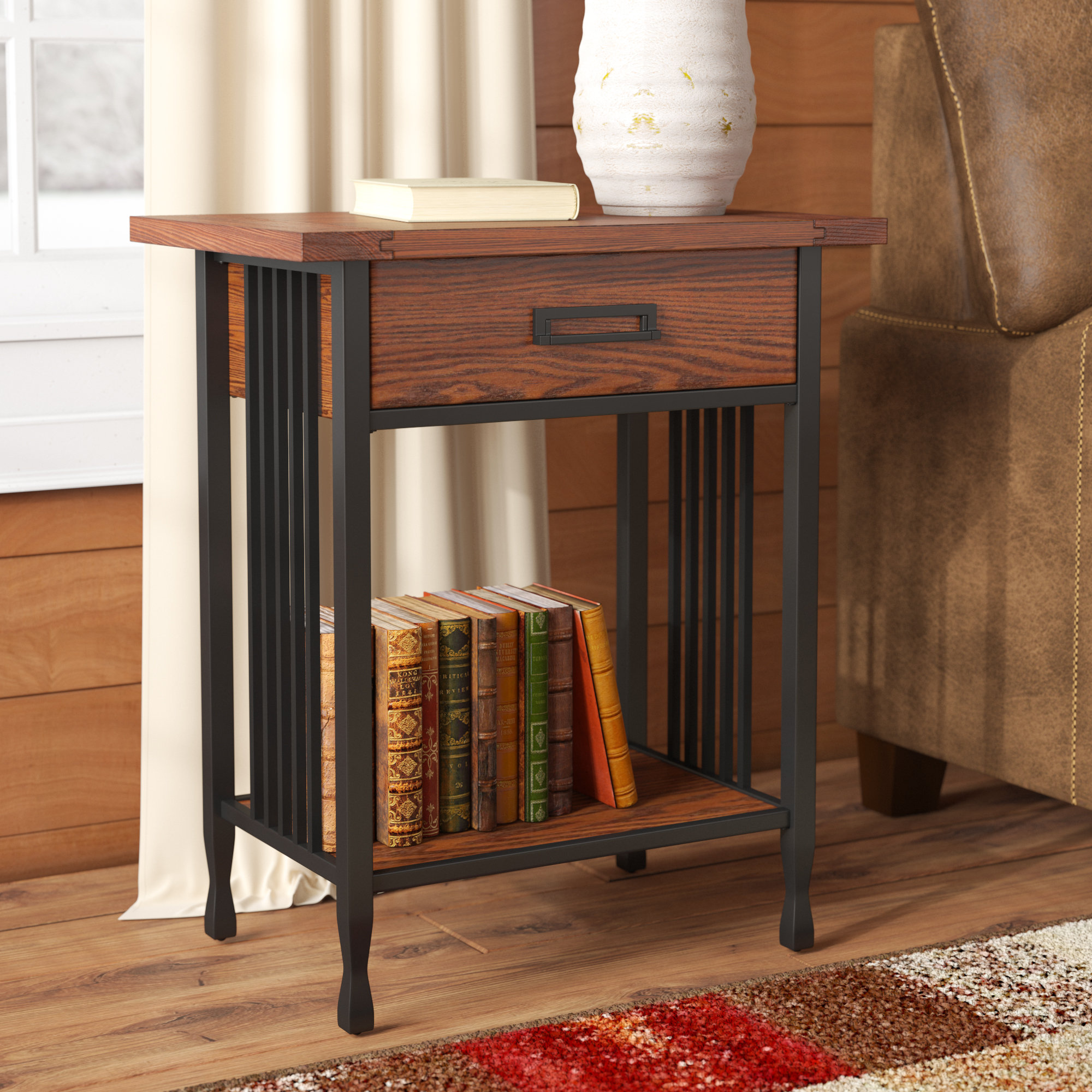 Red Barrel Studio® Ironcraft Solid + Manufactured Wood Side Table ...