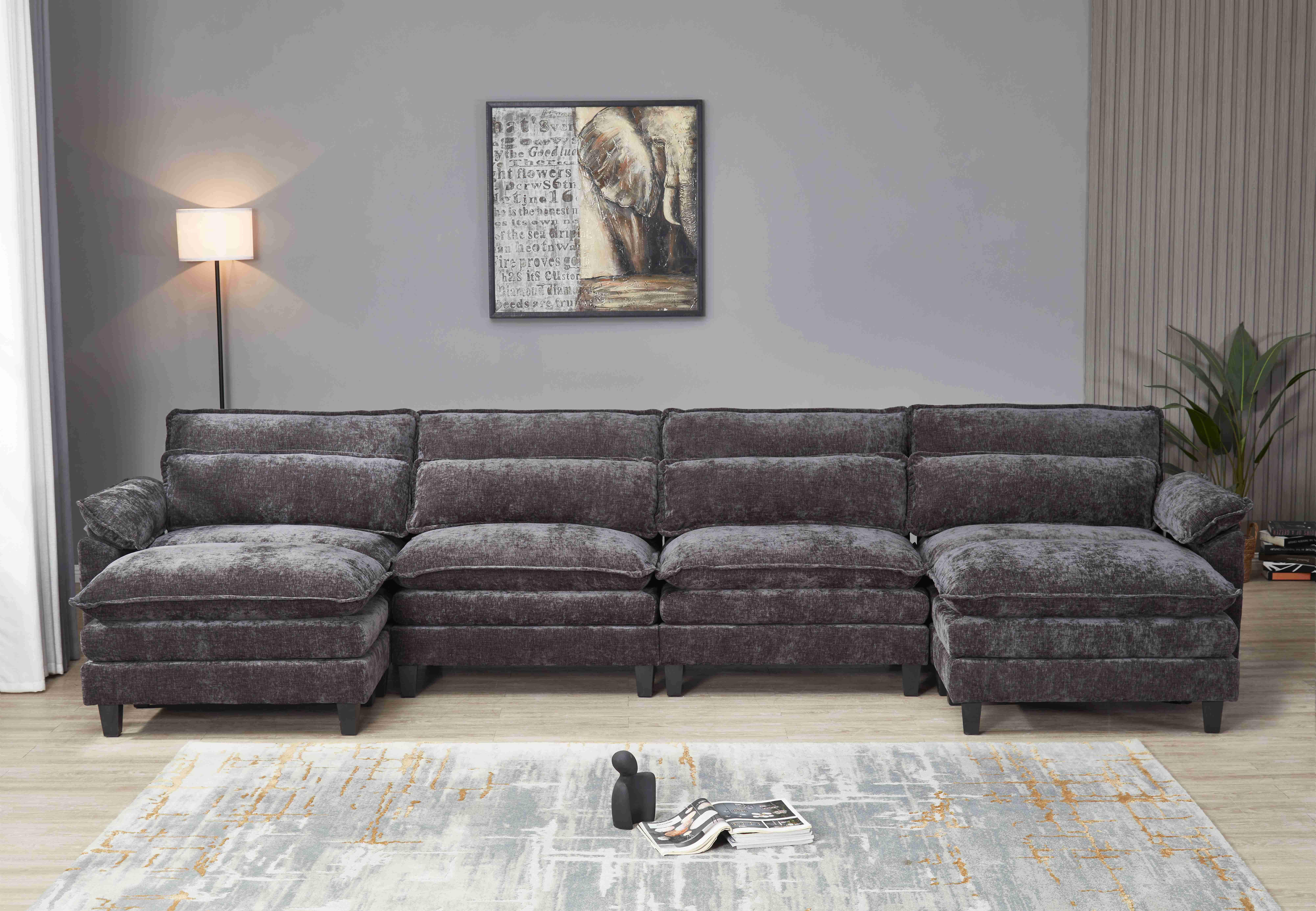 Latitude Run® Luqi 4 Seater Modular Sectional Sofa Large U Shaped With ...