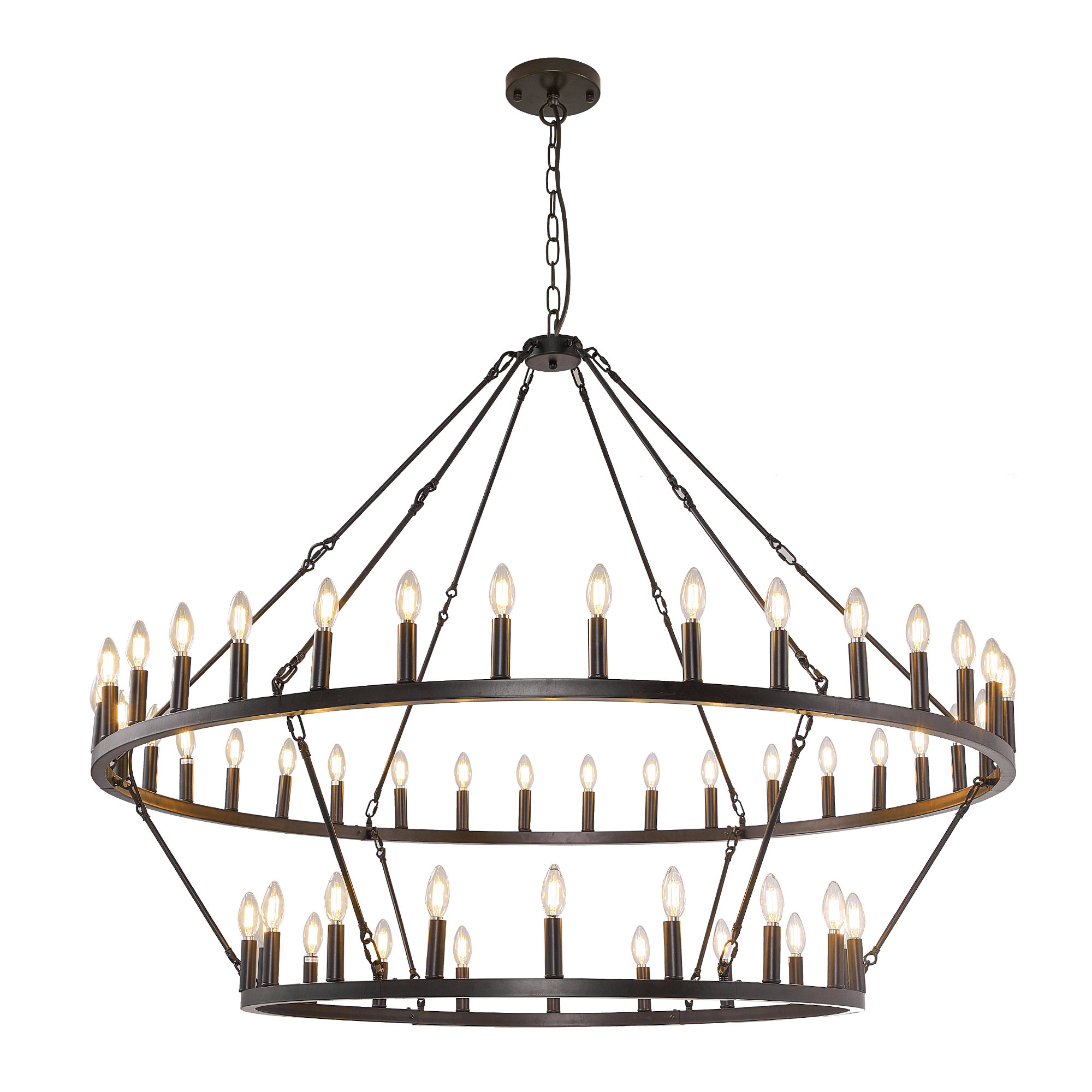 17 Stories Tianga 54 - Light Dimmable Wagon Wheel Chandelier & Reviews ...