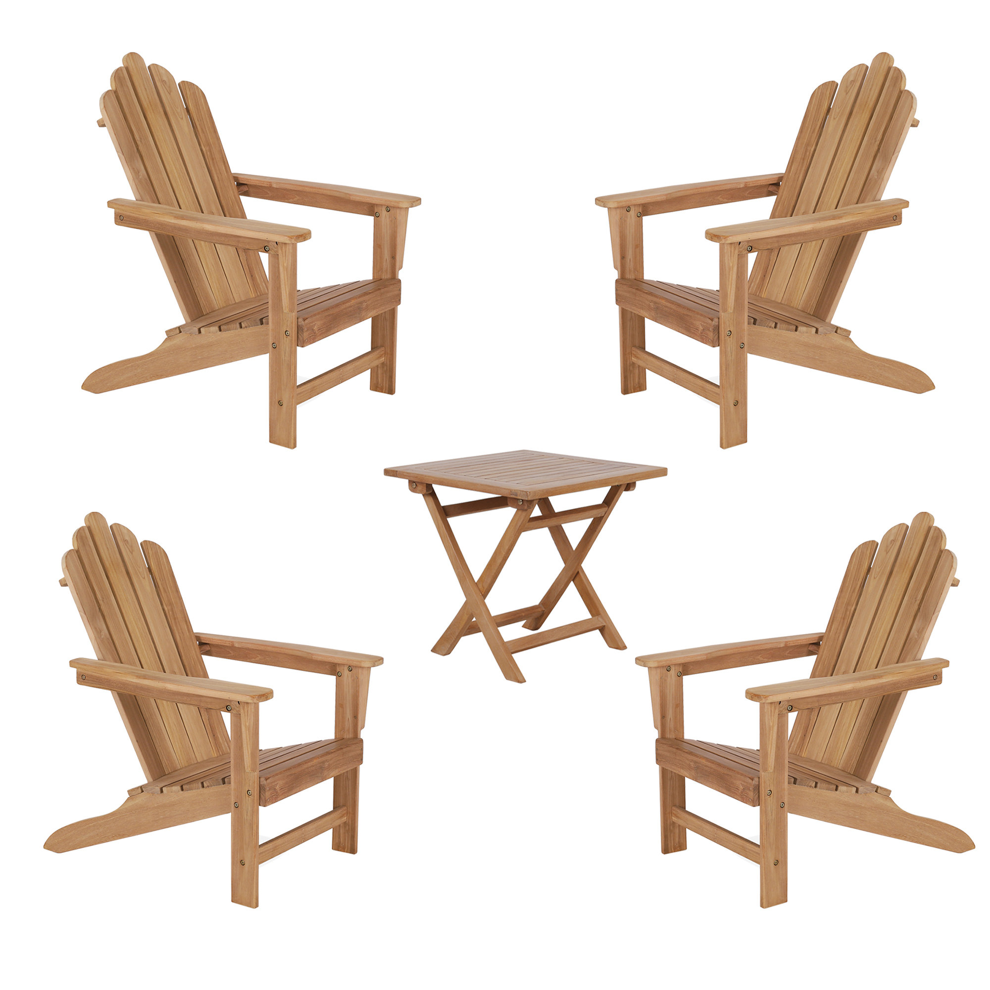 Rosecliff Heights Teak Adirondack Chair Set with Table 5PCS | Wayfair