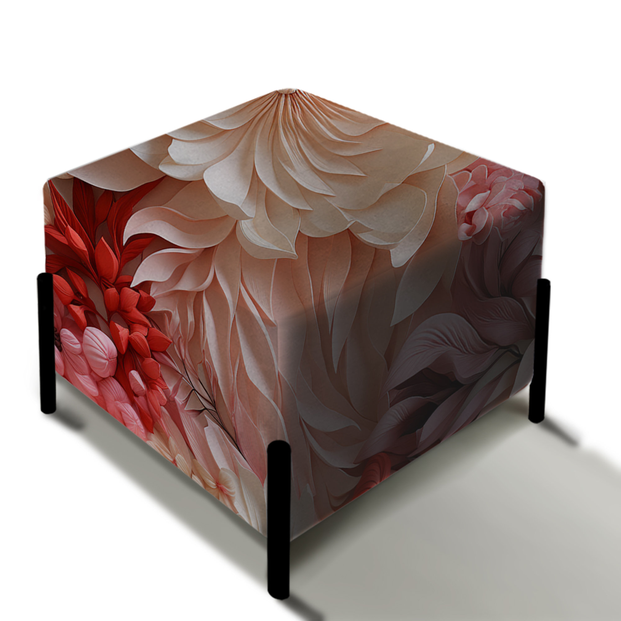 Design Art Elegant Floral Charm Cottage Collage - Floral Square Ottoman ...