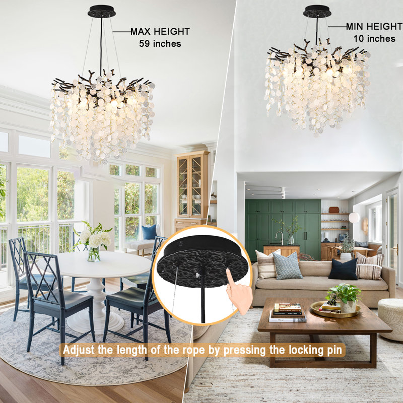 Mercer41 Modern Crystal Chandelier, Tree Branch Pendant Ceiling Light ...