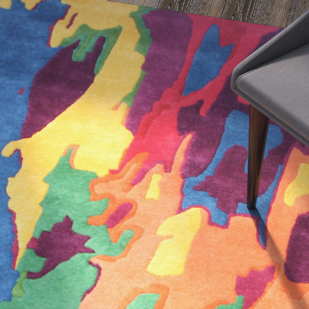 Brayden Studio® Macomber Abstract Handmade Tufted Wool Yellow/Red Area ...