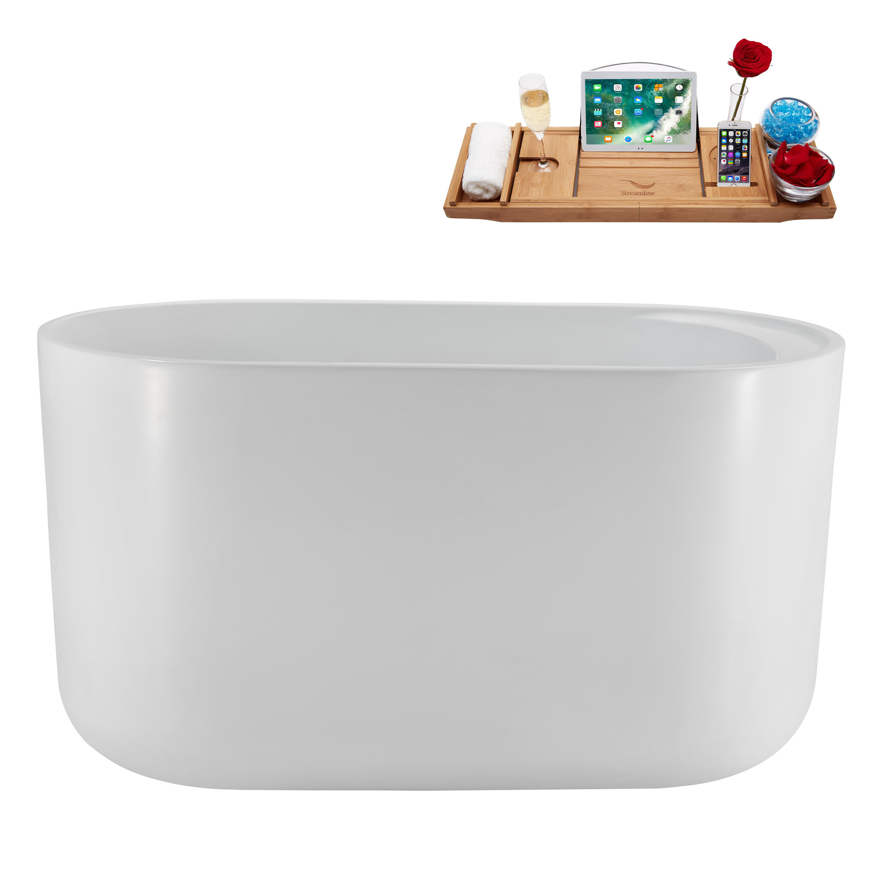 Streamline Bath 48" Streamline Soaking Freestanding Tub and Tray With ...