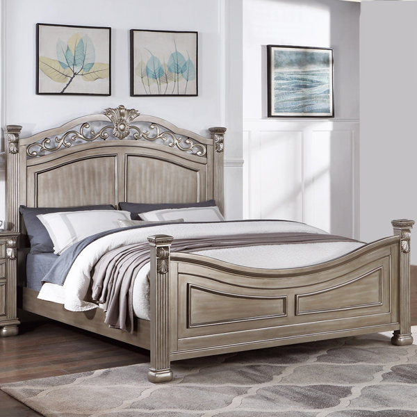 Astoria Grand Wooden Eastern Bed With Crafted Headboard | Wayfair
