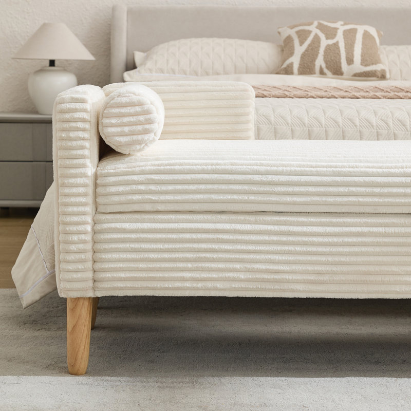 Mercer41 Upholstered Flip Top Storage Bench With Bolster Pillows ...