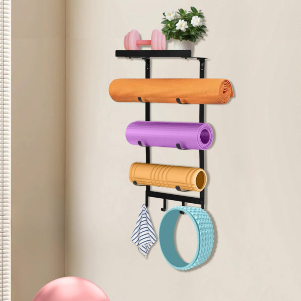 Arlmont & Co. Wall Mounted Sports Rack,Yoga Mat Rack With Metal ...