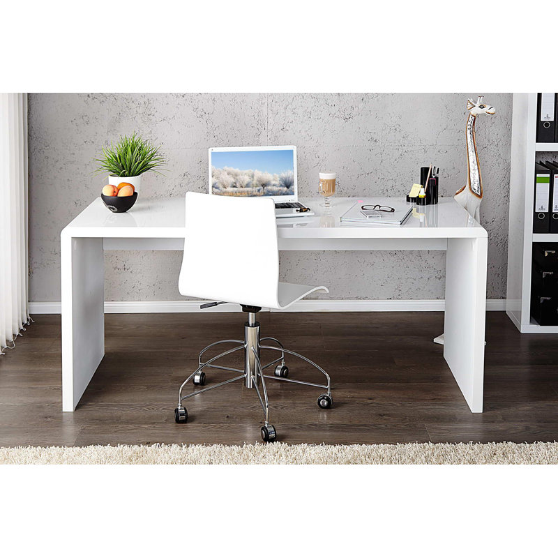 East Urban Home Bronislava High Gloss Home Office White Desk - Sleek ...