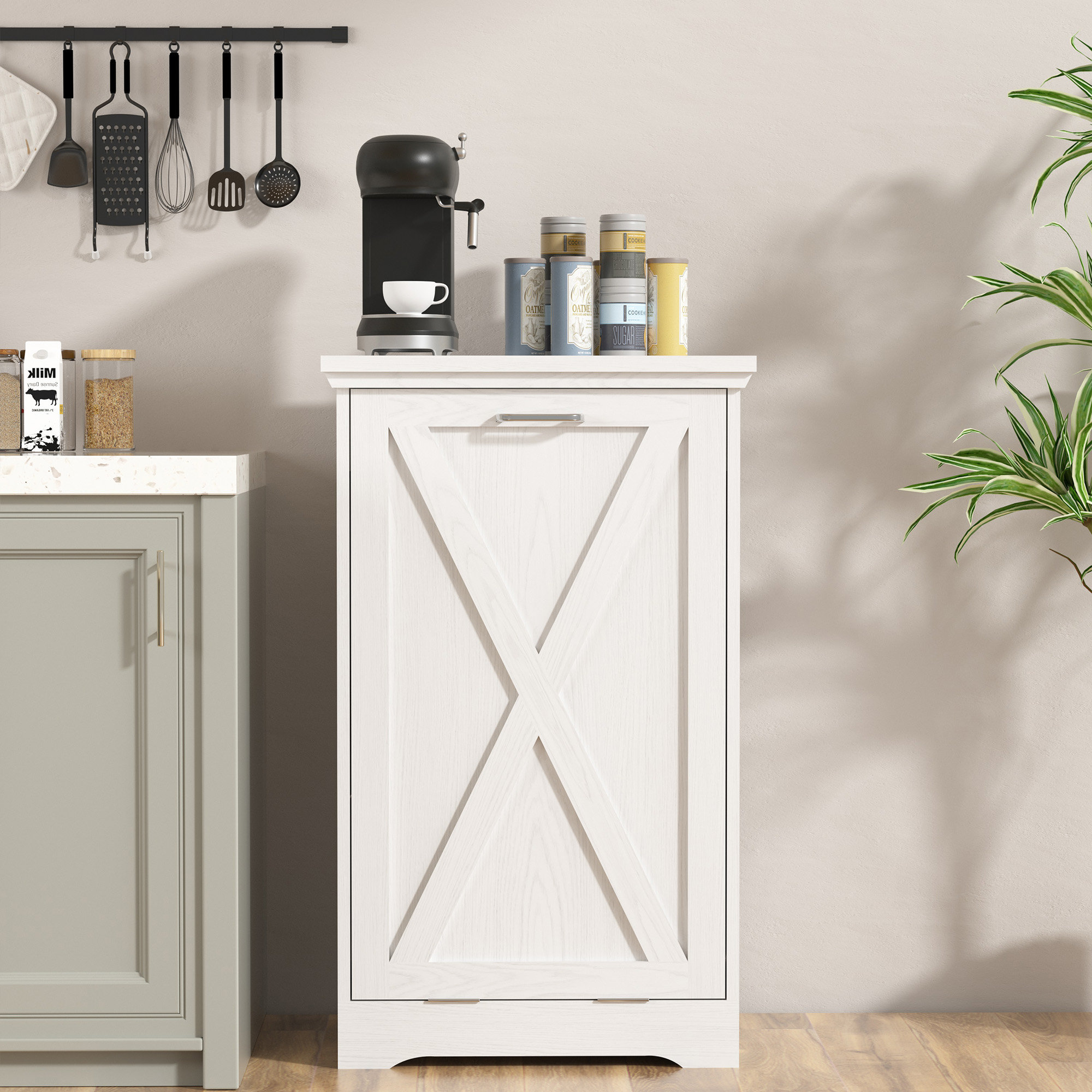 Betterhood 10 Gallon Kitchen Trash Cabinet Hidden Trash Can With ...