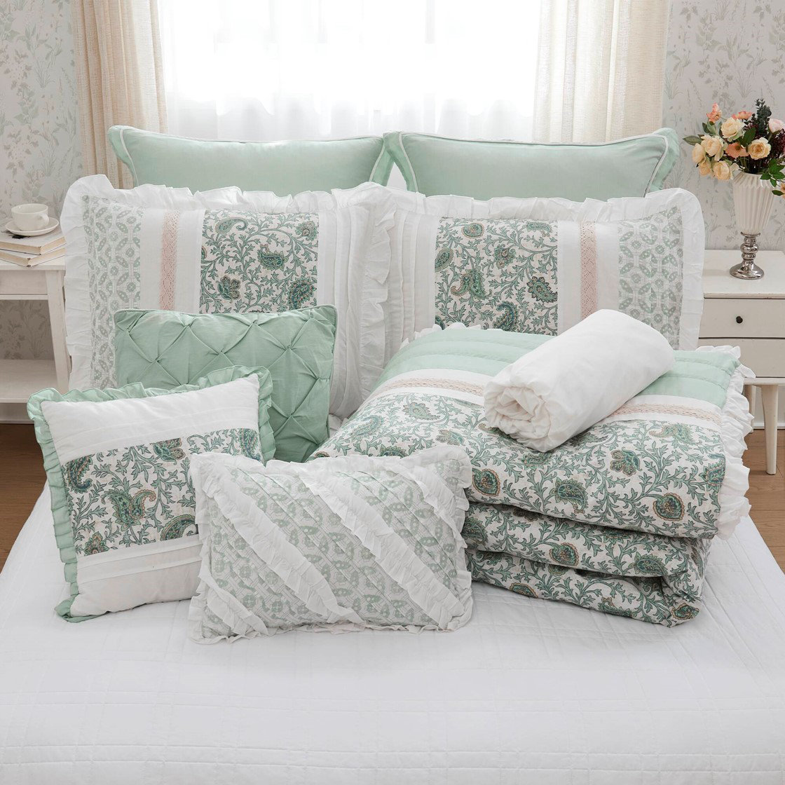 The Ai Furniture 9 Piece Cotton Percale Comforter Set | Wayfair