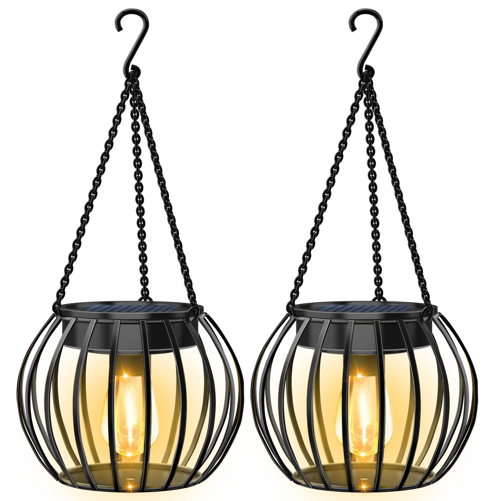 OUMIKEJI Solar Lantern Metal 15" Solar Lights For Outside Solar Lights ...