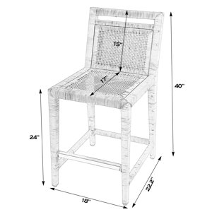 Butler Brielle 24 in. Seat Height Rattan Woven Counter Stool with Back ...