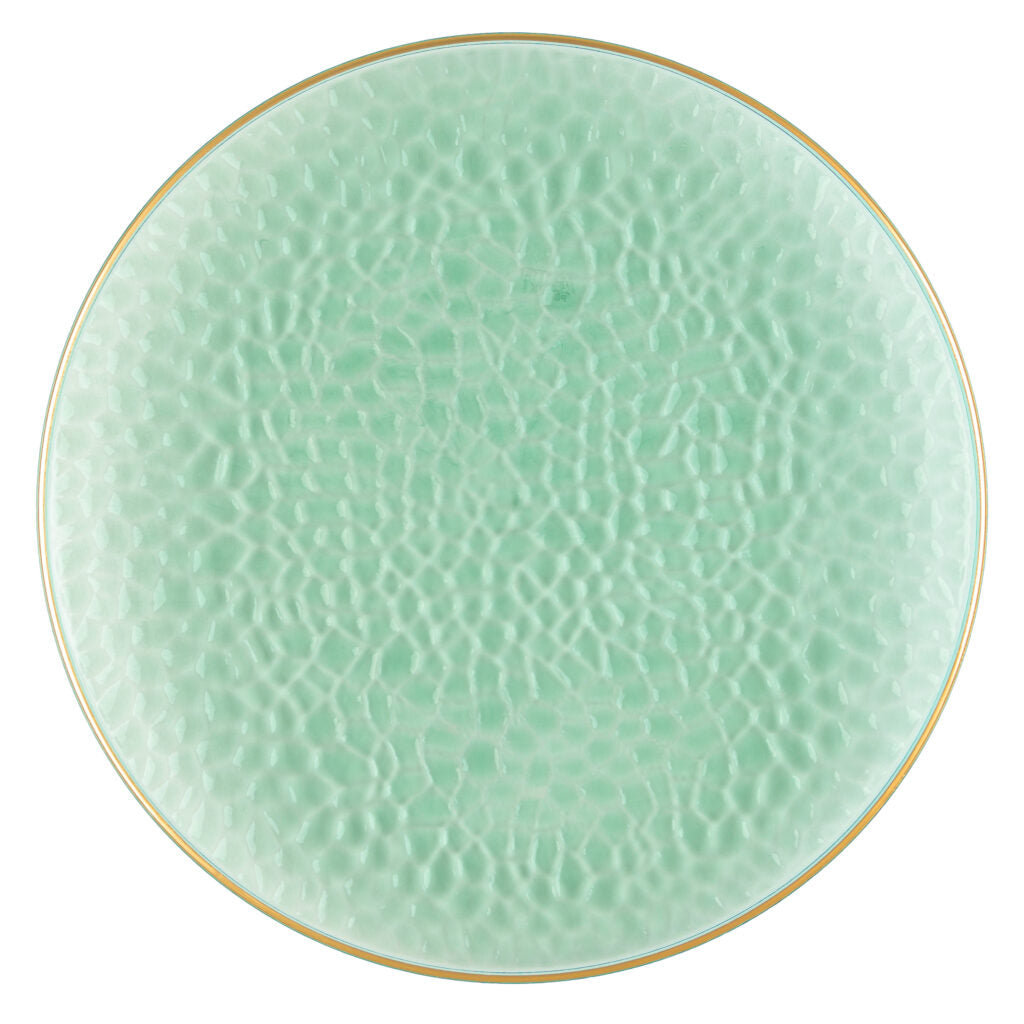 Ecoquality 13 Inch Round Hammered Translucent Green Plates With Gold ...