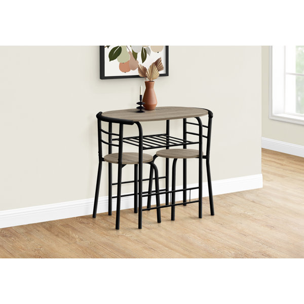 17 Stories Dining Table Set, 3pcs Set, Small, 32" L, Kitchen, Metal ...