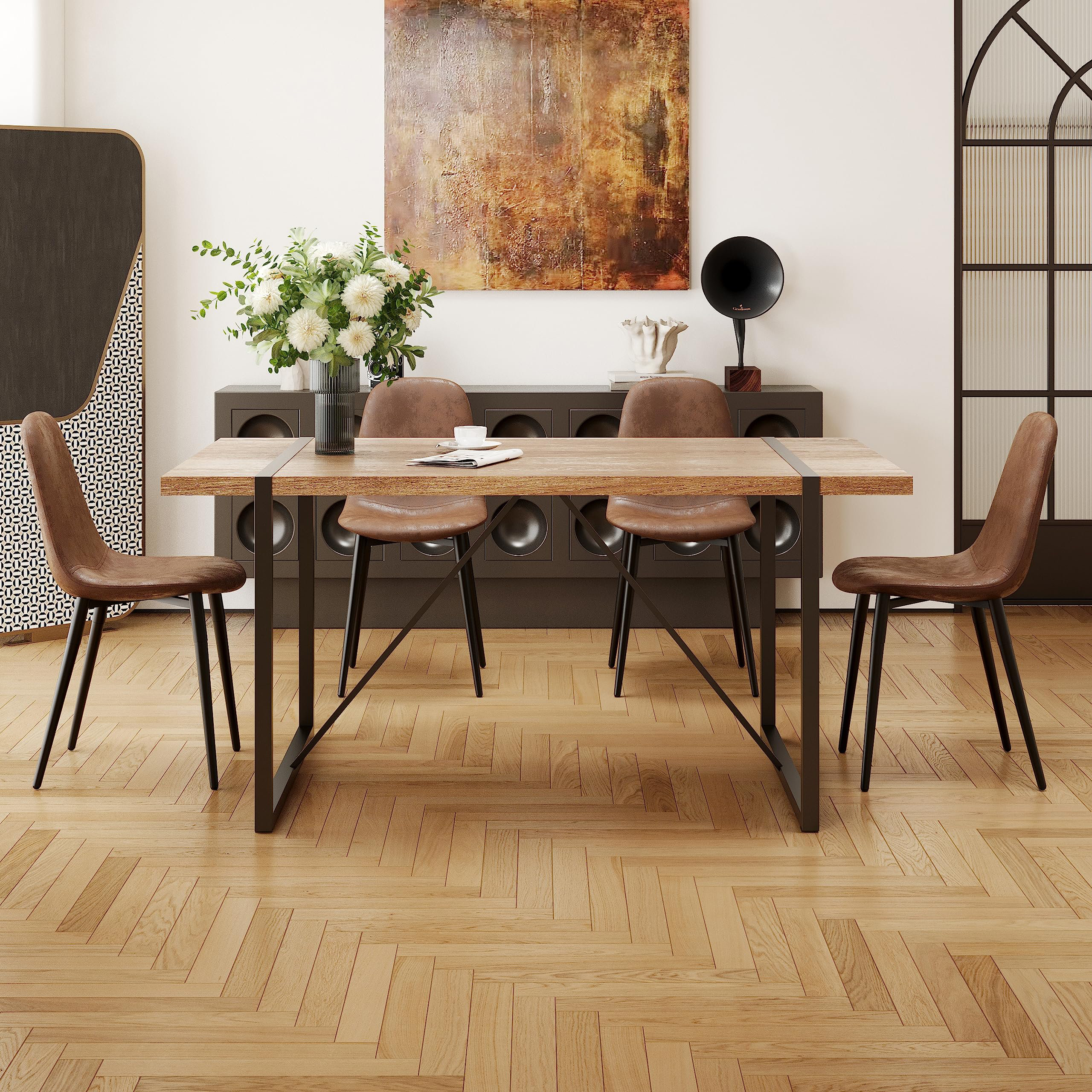 George Oliver 55" Modern Rectangular Dining Table Set | Wayfair