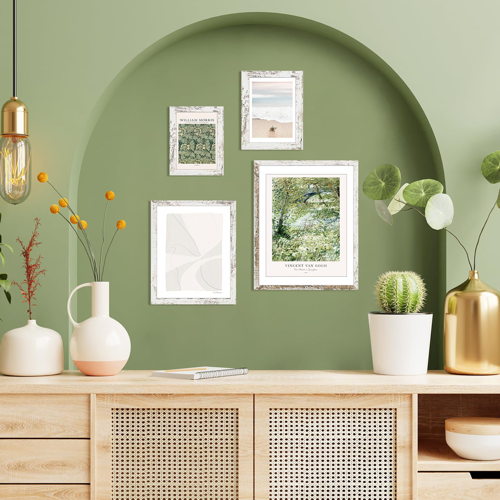 Latitude Run® Rustic Distressed White Collage Frame - 6-Photo Wall ...