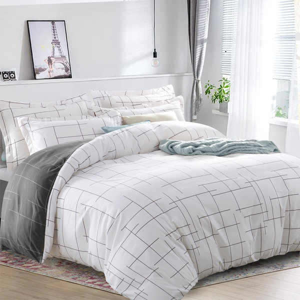 SUPREME BEDDING LTD Modern Reversible Duvet Cover Set With Pillow Cases ...