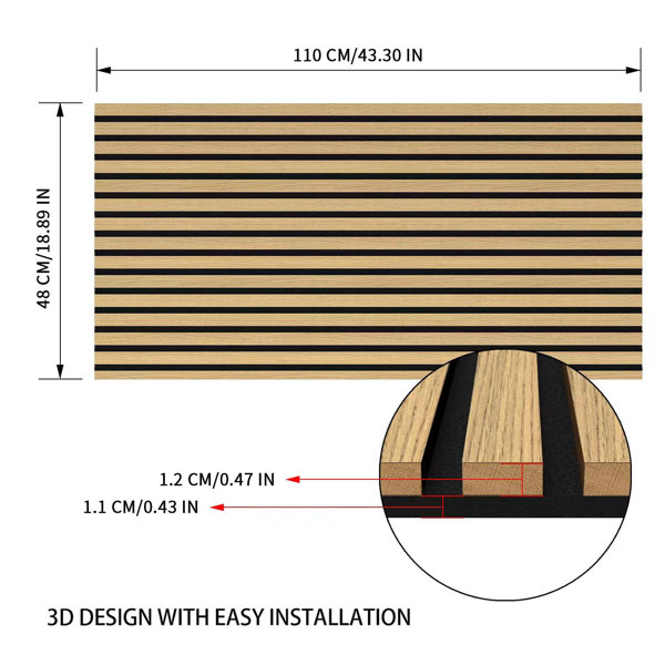 Luxdecor Acoustic Wood Slat Wall Panels For Wall 2pack Wood Slat Panels ...