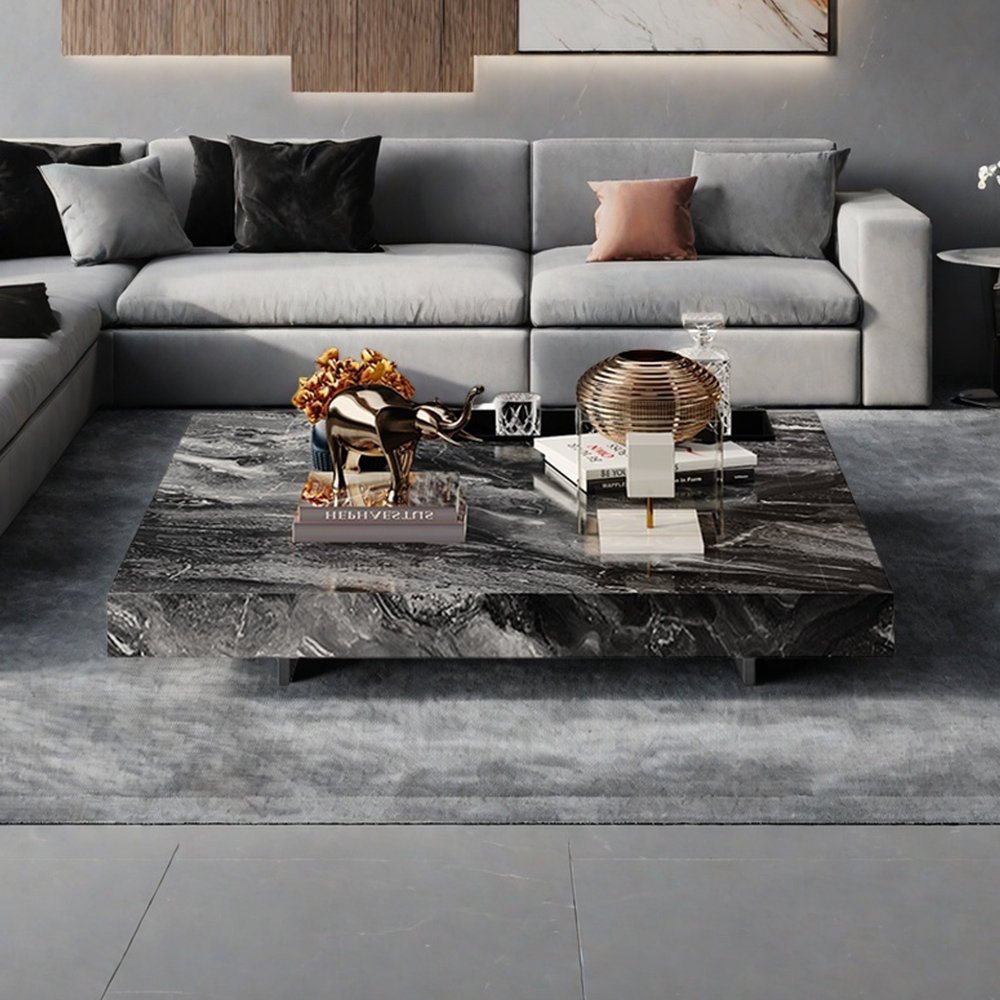 Wu's StylishVault Light luxury natural marble slab coffee table | Wayfair
