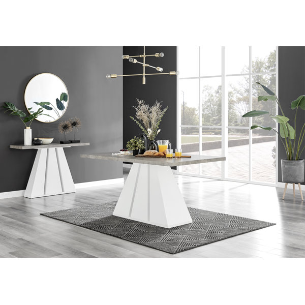 Mercer41 Athena Modern Marble Effect & High Gloss Dining Table Set with ...