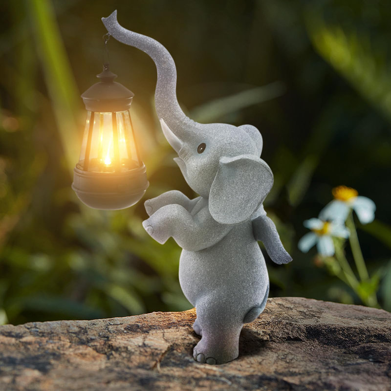 The Holiday Aisle® Angel Elephant Statue Outdoor | Wayfair