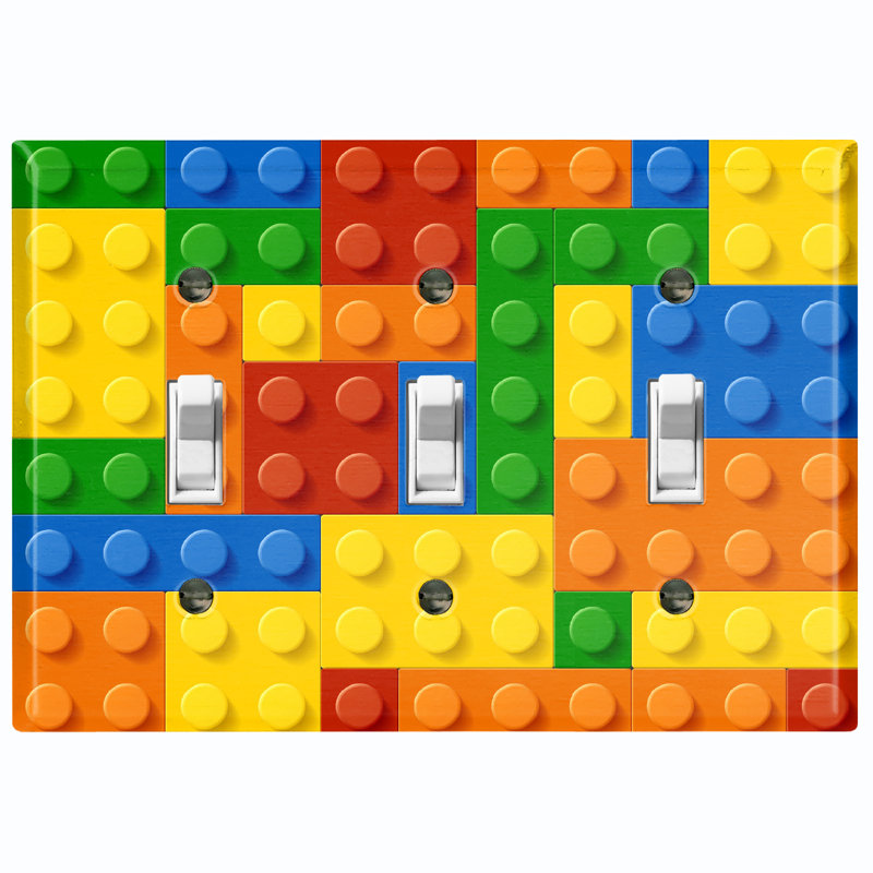 WorldAcc Colorful Brick Toy Kids Themed 3 - Gang Toggle Light Switch ...