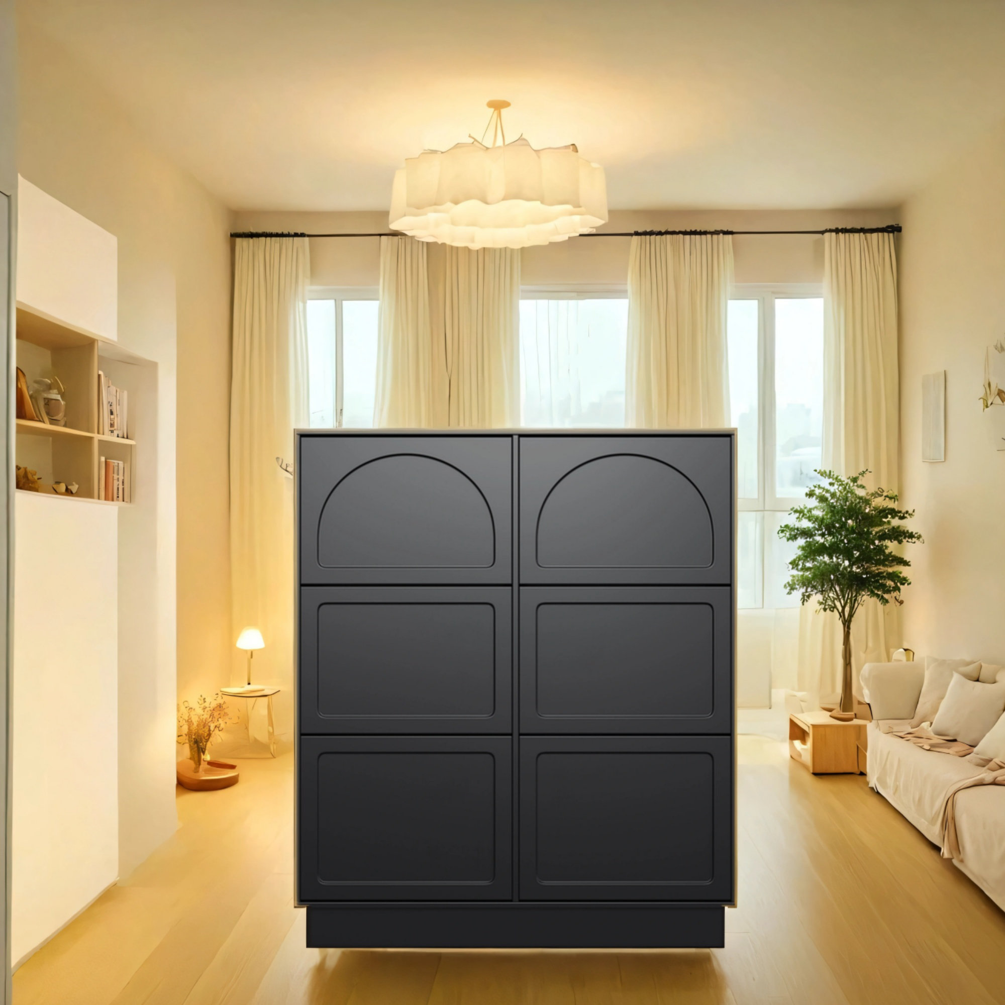 Hokku Designs Modern And Elegant Narrow-mouth Slanted Shoe Cabinet, Equipped With 6 Flip-top ...