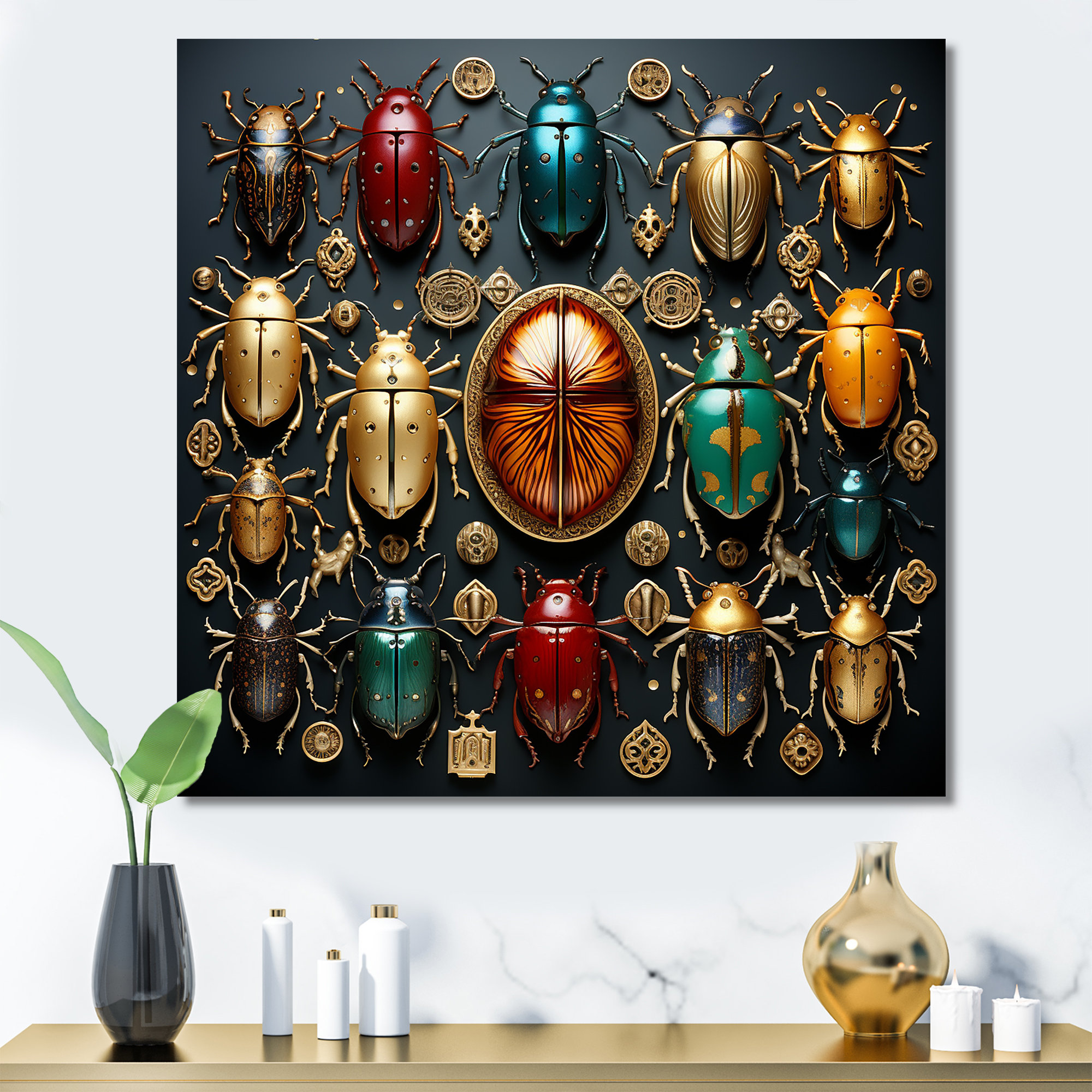 August Grove® Colorful Mystical Beetles - Insects & Bugs Wall Art | Wayfair