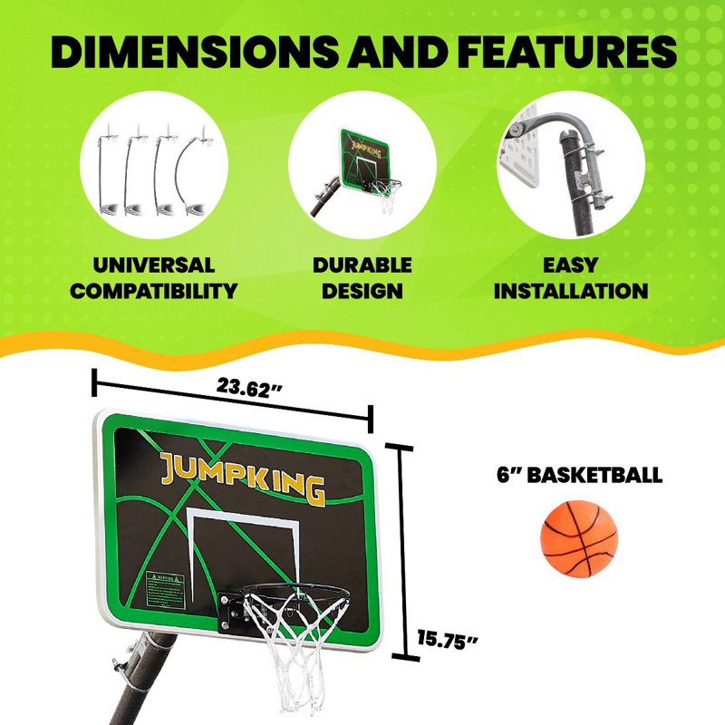 JumpKing Basketball Hoop Breakaway Metal Ring with Goose Neck Pole (fit ...