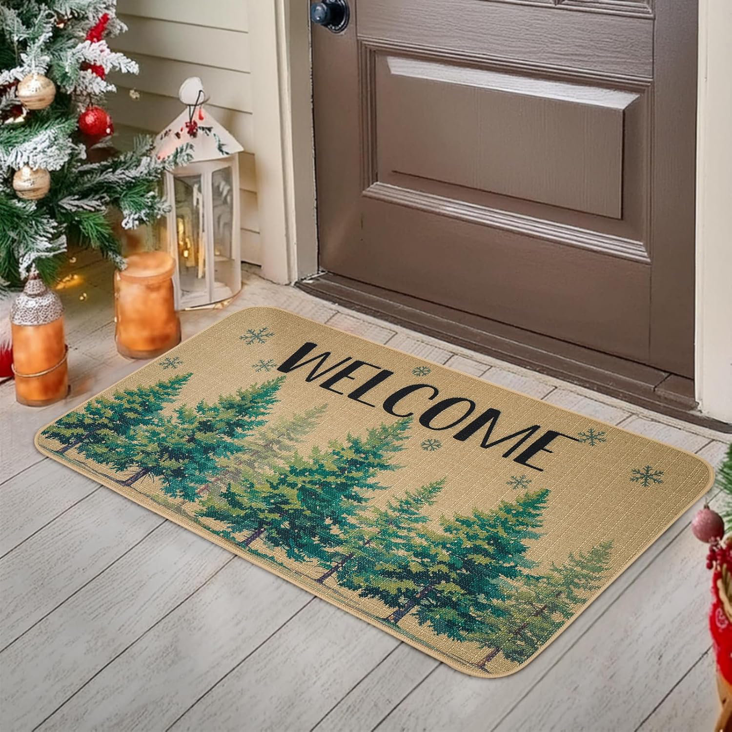 Latitude Run® Christmas Door Mat 17 * 29 Inches, Christmas Tree Welcome ...