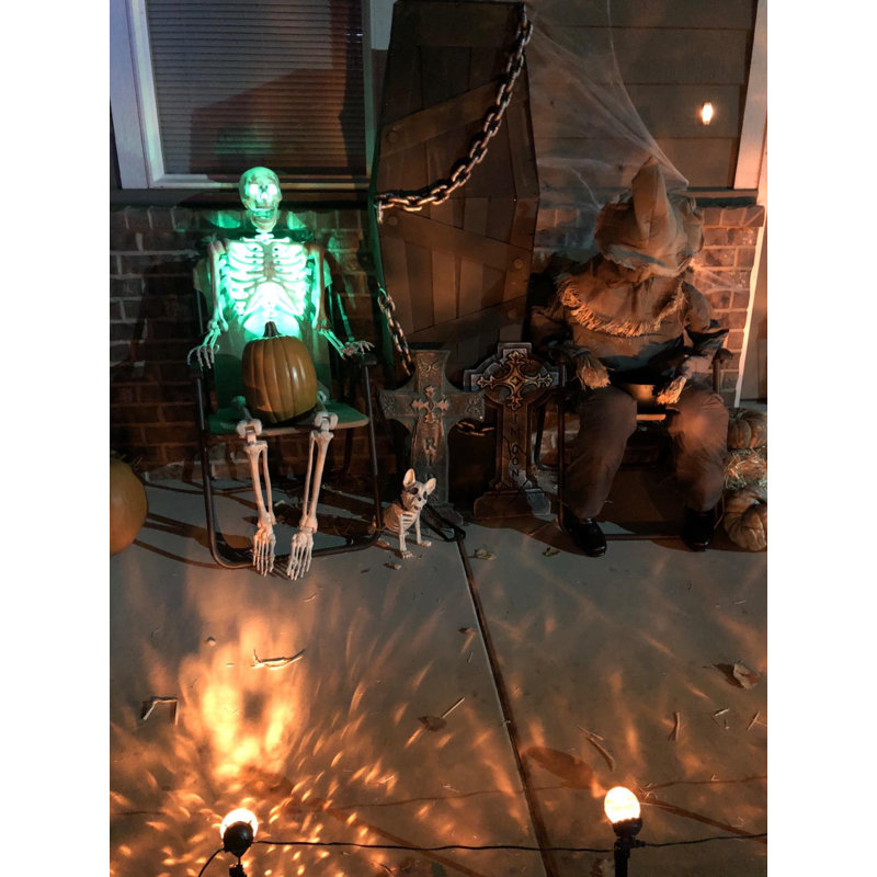 The Holiday Aisle® Halloween Sitting Scarecrow Animatronic , Scary ...