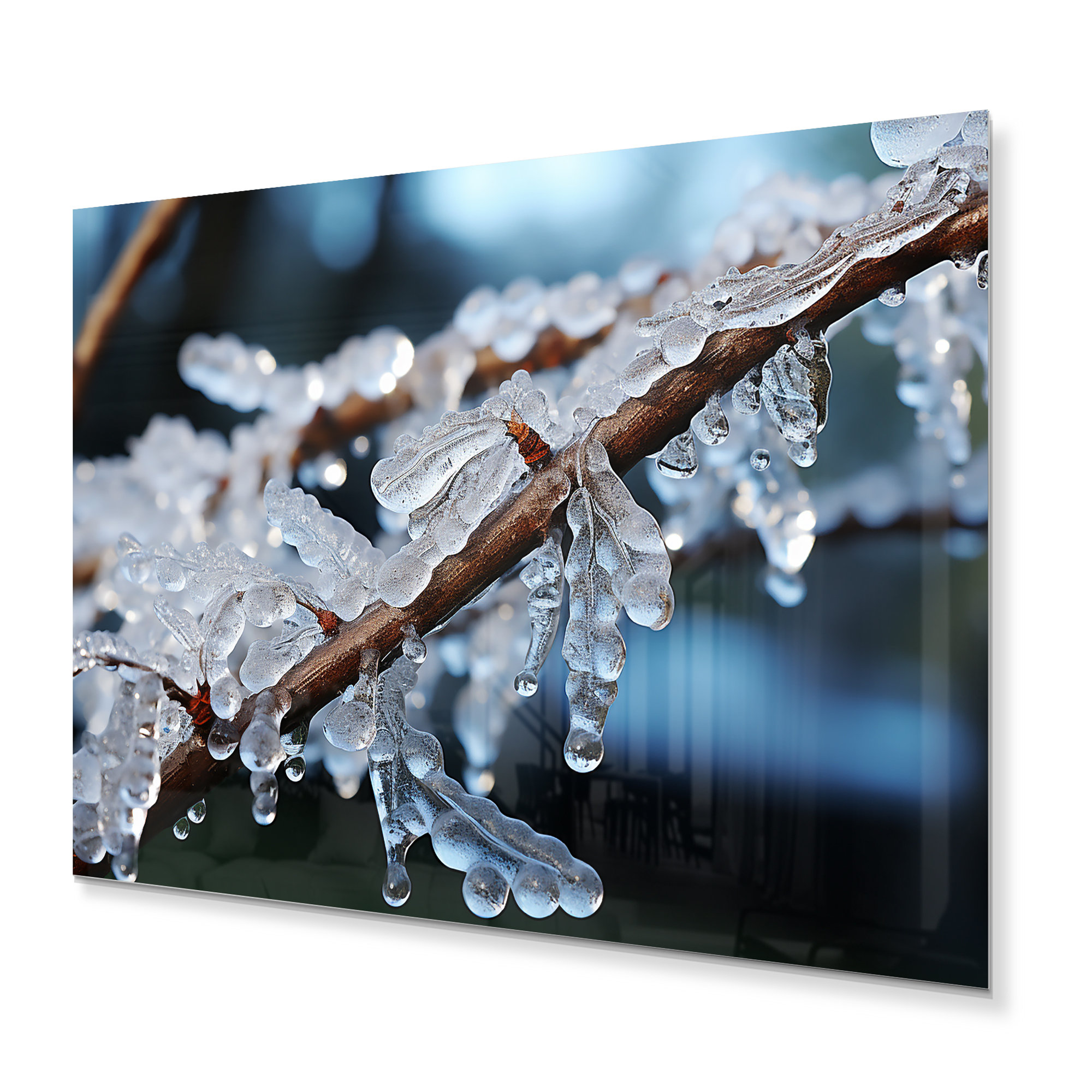 Ebern Designs Icy Tree in Winter IV - Floral Metal Wall Decor | Wayfair