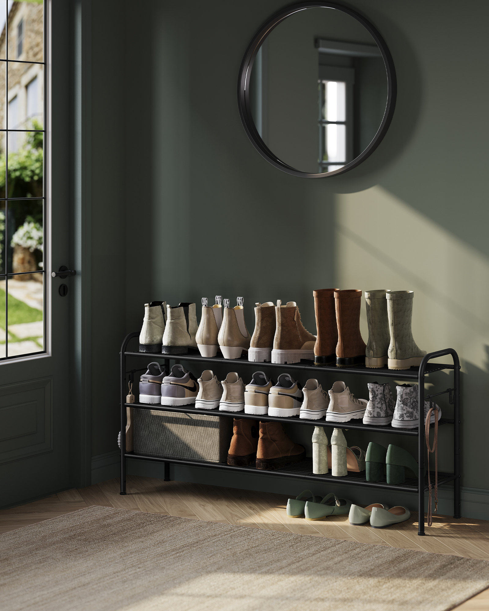 Rebrilliant 18 Pairs Shoe Rack with 4 hocks & Reviews | Wayfair