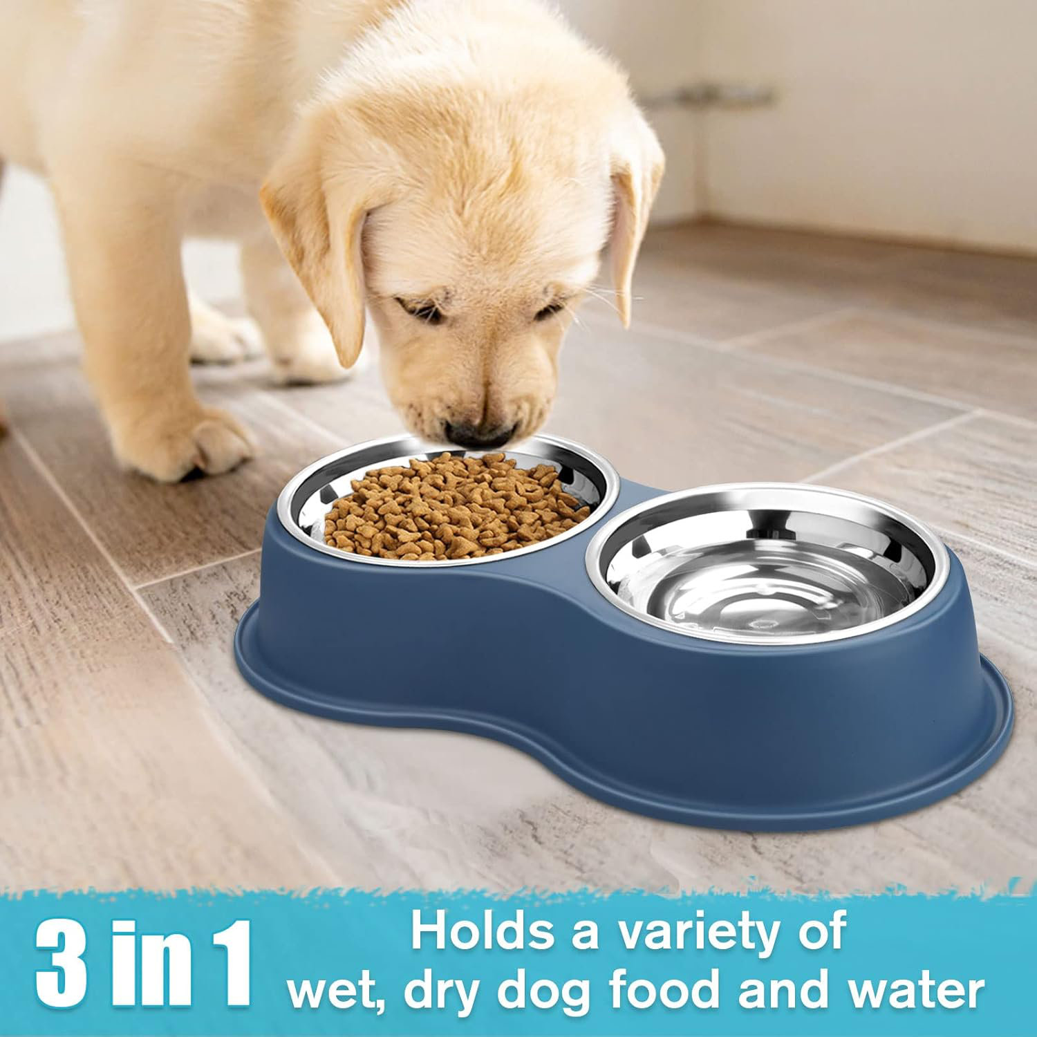 WINUAL Dog Bowls Double Dog Water And Food Bowls Stainless Steel Bowls ...