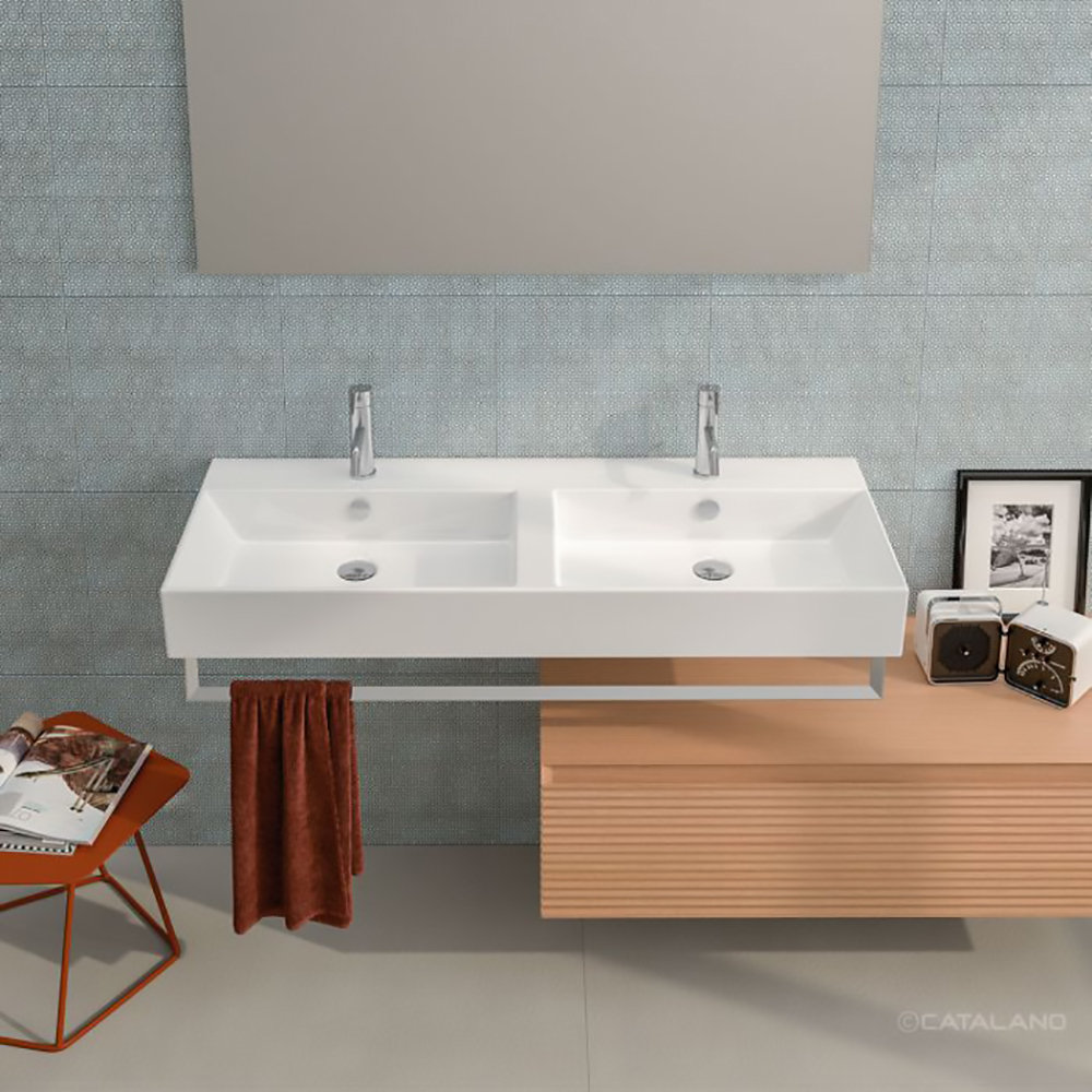 Catalano Premium Rectangular Wall Mount Bathroom Sink with Overflow ...
