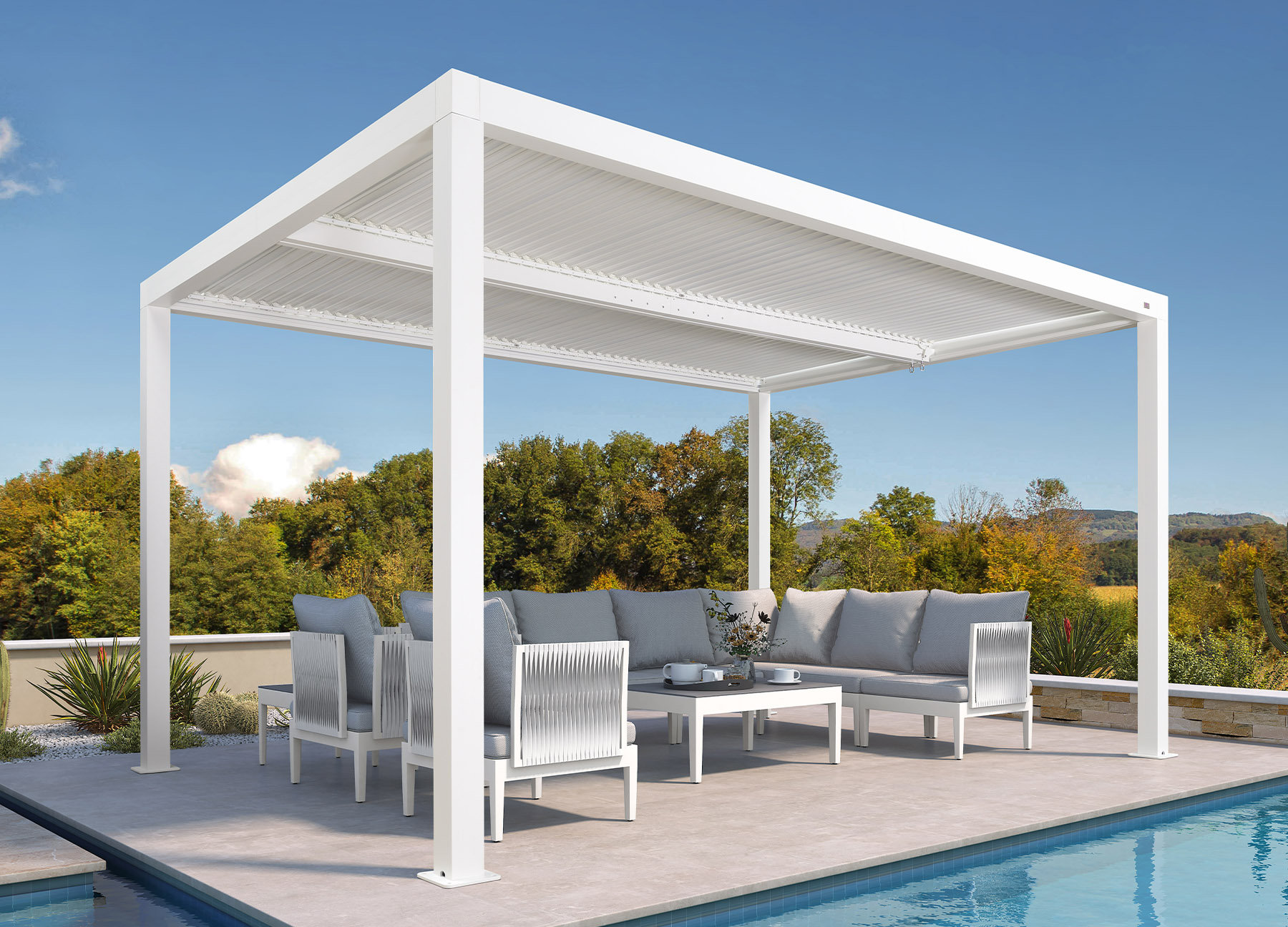 Purple Leaf White Outdoor Louvered Pergola Aluminum Pergola with ...